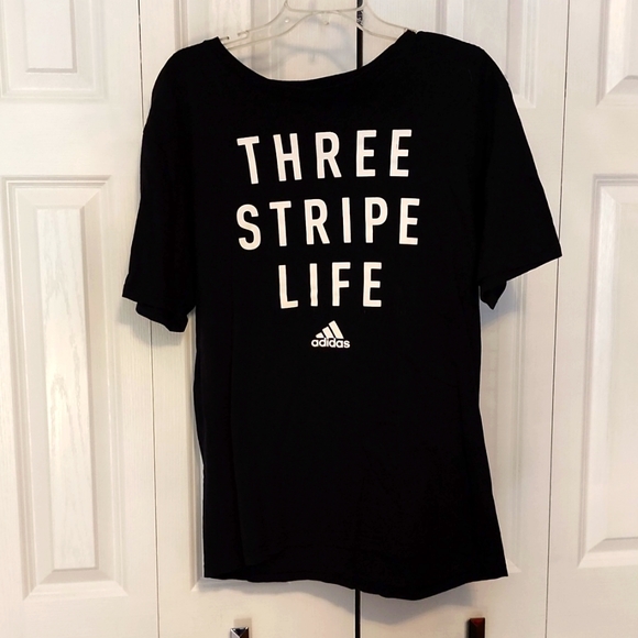 adidas | Shirts | Adidas Mens Three Stripe Life Black Tshirt | Poshmark